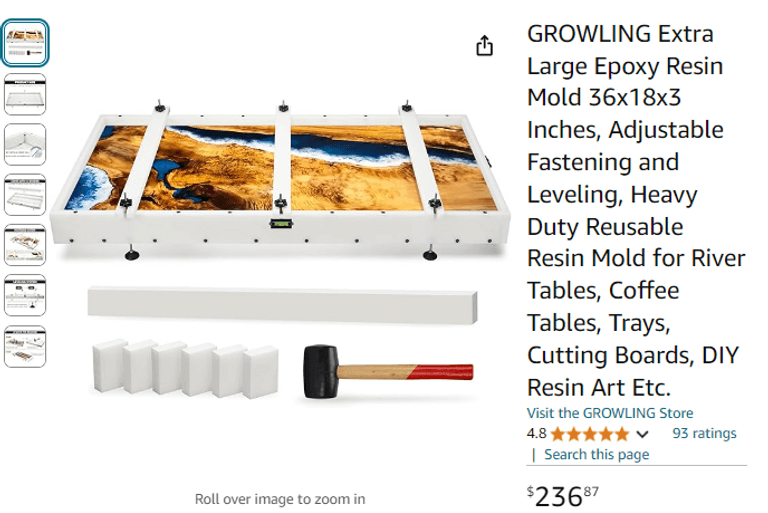 GROWLING Extra Large Epoxy Resin Mold 36x18x3 Inches, Open Box - Rio ...