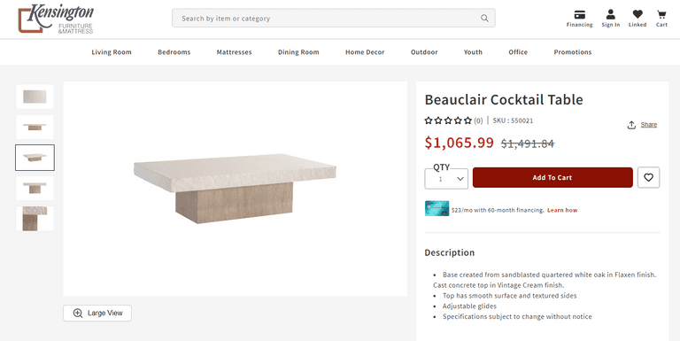 Bernhardt Beauclair Cocktail Table, Like New - Rio Grande Trade