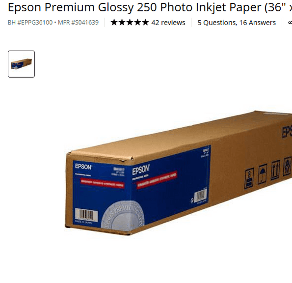 Epson Premium Glossy Photo Paper (250)(2 Rolls) | Like New - Rio Grande ...