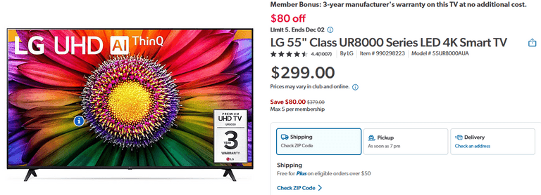 LG 55" Class UR8000 Series LED 4K Smart TV, 55UR8000AUA | Open Box ...