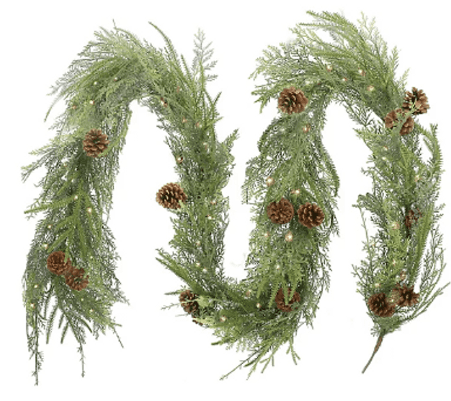 Member's Mark 9' Pre-Lit Cypress Garland with Pinecones | Open Box ...