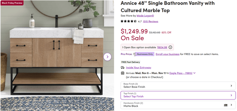 Annice 48'' Single Bathroom Vanity w/Cultured Marble Top | Like New ...