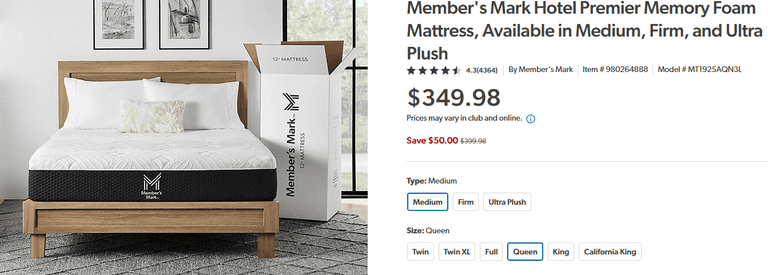 Member's mark mattress in a box queen store