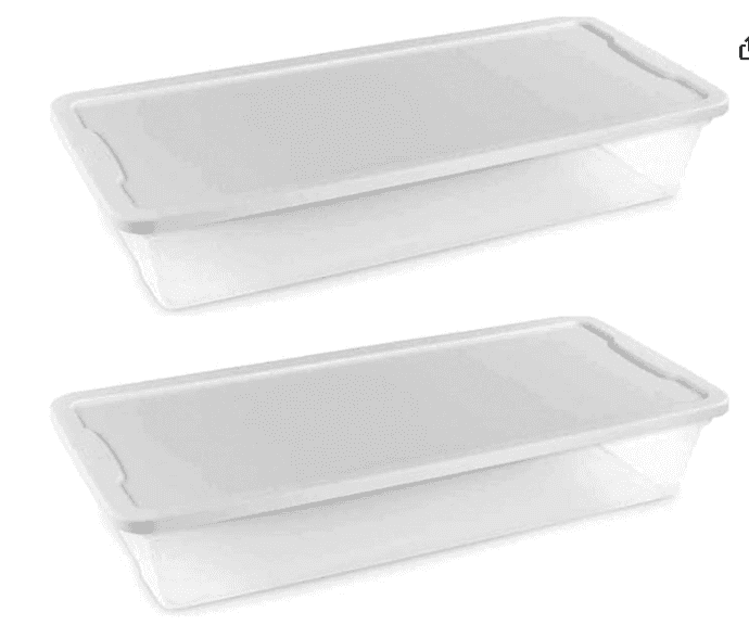 HOMZ 41 Qt Clear Plastic Stackable Under bed Storage Bins w/ Lid 2 Pack ...