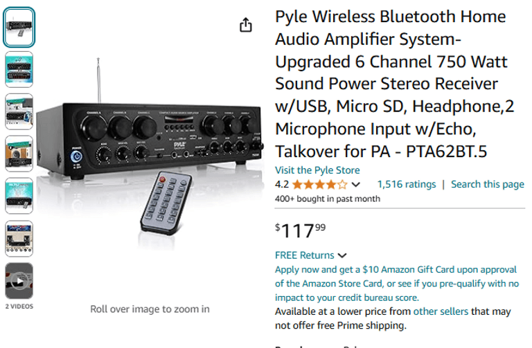 Pyle Wireless Bluetooth Home Audio Amplifier System-Upgraded 6 Channel ...