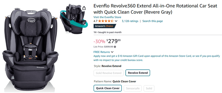 Evenflo Revolve360 Extend All-in-One Rotational Car Seat | Like New ...