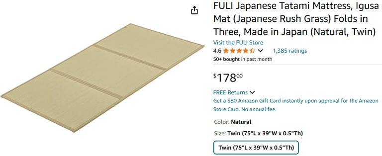 FULI Japanese Tatami Mattress, Twin (75" x 39") | Like New - Rio Grande ...