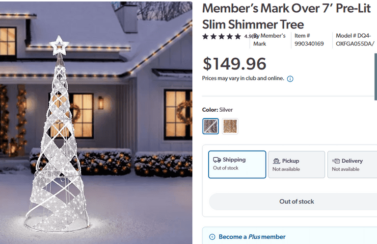 Member’s Mark Over 7’ Pre-Lit Slim Shimmer Tree | Like New - Rio Grande ...