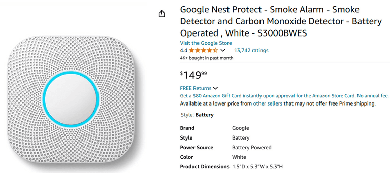 Google Nest Protect 2nd Generation (Battery) Smart Smoke/Carbon ...