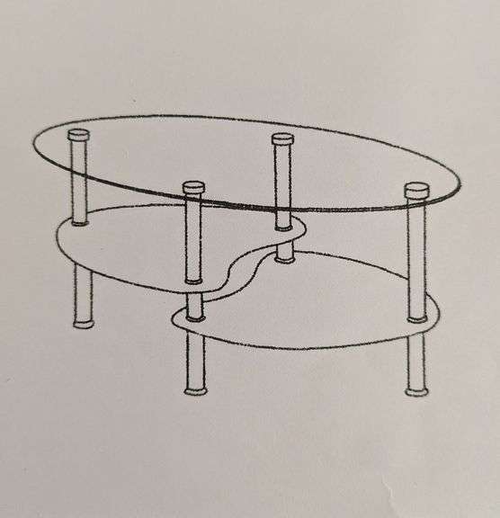 Oval Shaped Glass Coffee Table | Open Box | (See Condition Notes) - Rio ...