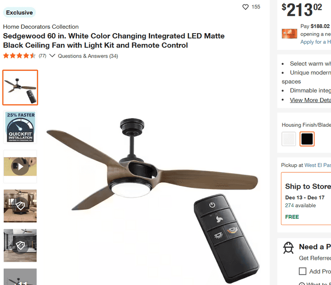Home Decorators Collection LED Ceiling Fan W/ Light Kit & Remote ...