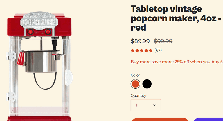 Corn Rush Tabletop Vintage Popcorn Maker | Open Box | (See Condition ...