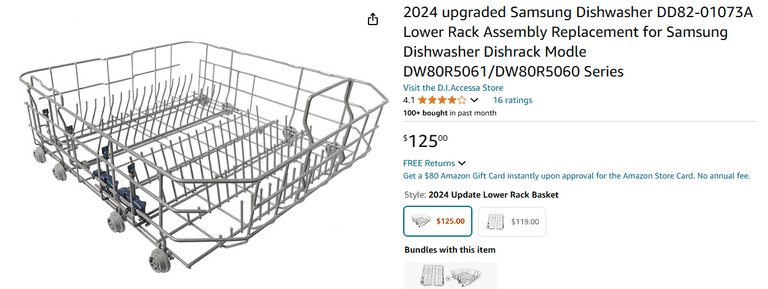 2024 upgraded Samsung Dishwasher DD82-01073A Lower Rack Assembly ...