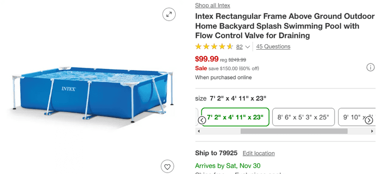 Intex Rectangular Frame Above Ground Outdoor Home Backyard Splash ...