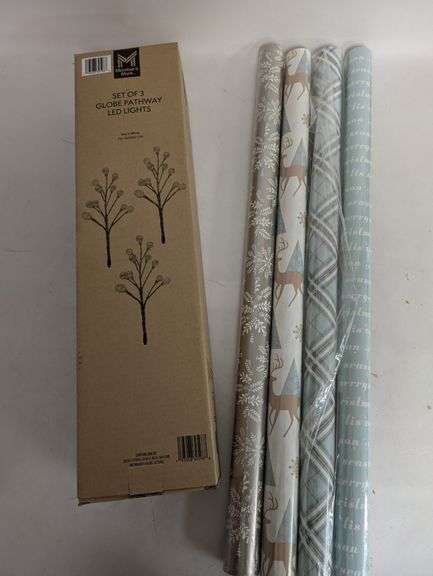 Member's Mark Iridescent Globe Pathway Lights Set of 3 & Wrapping Paper ...