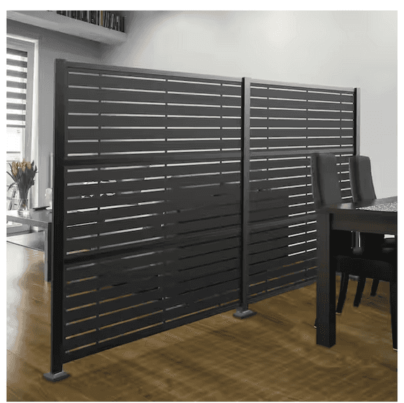 2 x 4' Boardwalk Black Polypropylene Decorative Screen Panel, Set of 3 ...