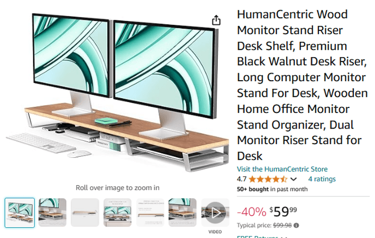 HumanCentric Wood Monitor Stand Riser Desk Shelf | Like New - Rio ...