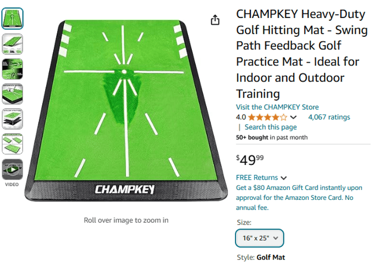CHAMPKEY Heavy-Duty Golf Hitting Mat - Swing Path Feedback Golf ...