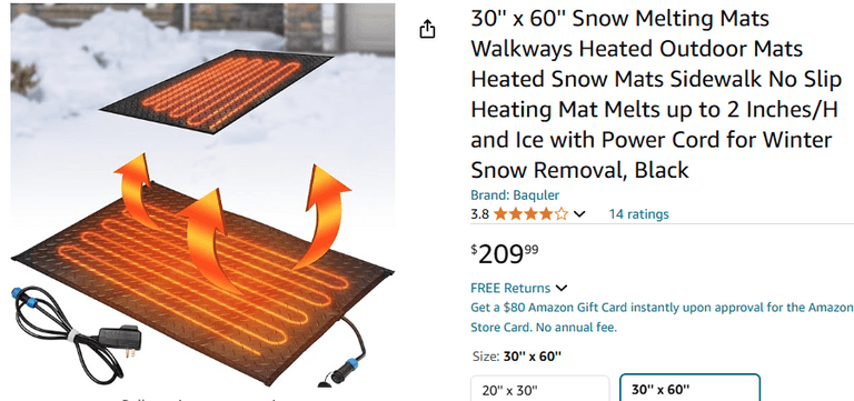 Baquler Snow Melting Mats, 30" x 60" | Like New - Rio Grande Trade