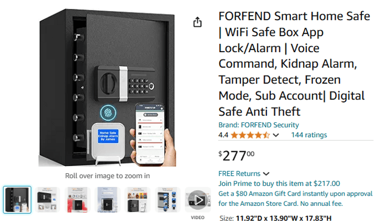FORFEND Smart Home Safe | WiFi Safe Box App | Open Box - Rio Grande Trade