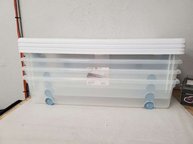 Sterilite Stackable Plastic Storage Bins 4 Pack Like New Rio Grande 5207