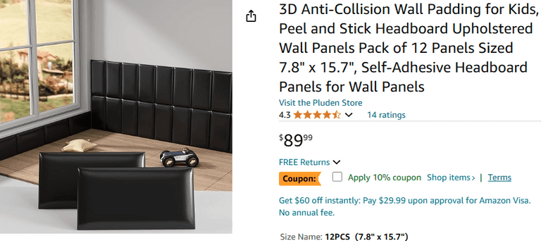 Pluden Anti-Collision Wall Padding for Kids, 12 Pack | Like New - Rio ...