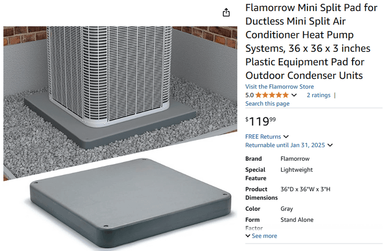 Flamorrow Mini Split Pad for Ductless Mini Split Air Conditioner, 36" x ...