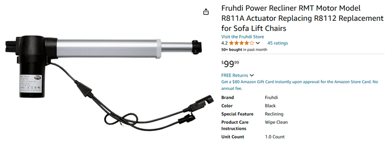 Fruhdi Power Recliner RMT Motor Model R811A | Open Box | (See Condition ...