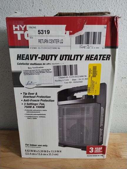 Hyper Tough 1500W Heavy Duty Utility Heater | Open Box | (See Condition ...