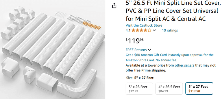 Cestluck PVC & PP Line Cover Set Universal for Mini Split AC & Central ...