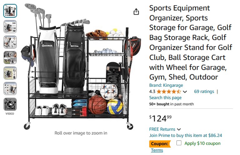 Sports Equipment Organizer, Sports Storage for Garage | Like New - Rio ...