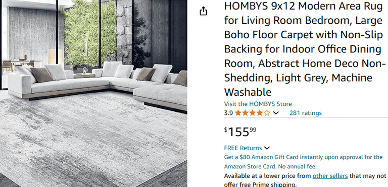 HOMBYS Modern Area Rug, 9' x 12' | Like New - Rio Grande Trade