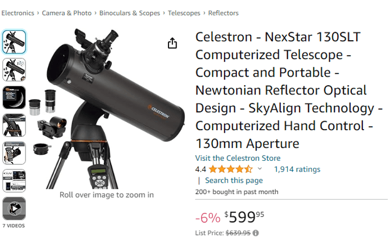 Celestron NexStar 130SLT Computerized Telescope, Like New/Open Box | HEAVY - Rio Grande Trade
