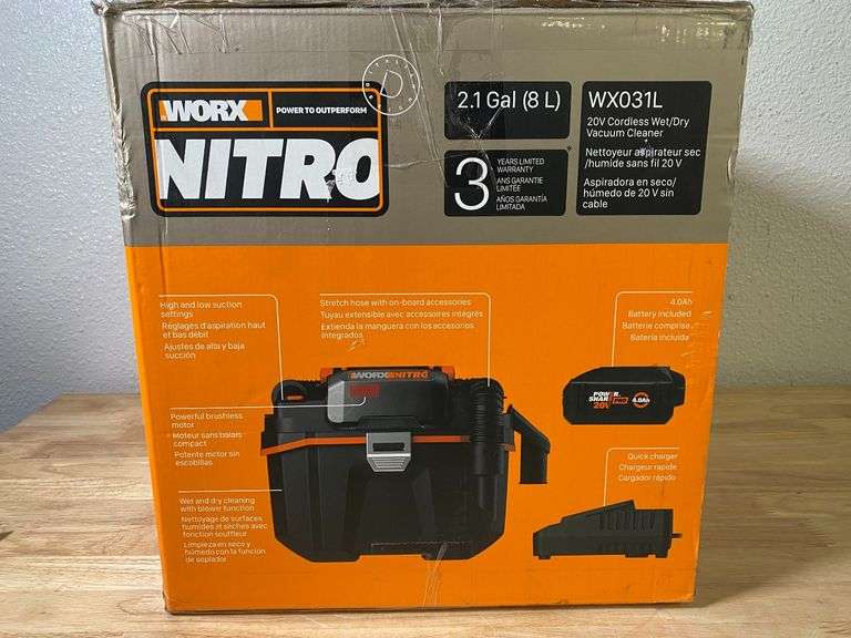 WORX NITRO 20V 2.Gal Cordless Wet/Dry Vacuum, WX031L, Employee Tested ...