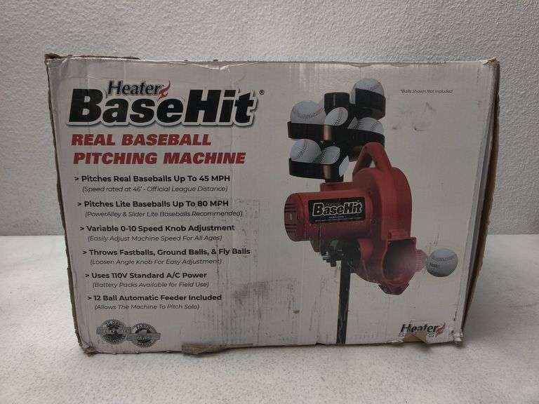 Heater BaseHit Real Baseball Pitching Machine, Like New/Open Box - Rio ...