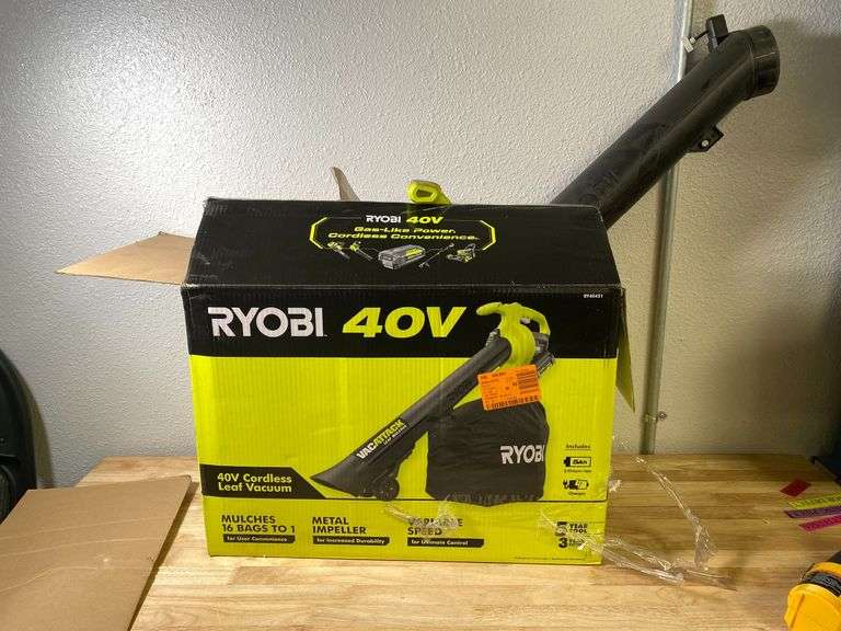RYOBI 40V Vac Attack Cordless Leaf Vacuum/Mulcher, Visually Used - Rio ...