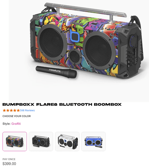 Bumpboxx Flare8 Retro Wireless Bluetooth Boombox, Employee Tested - Rio ...