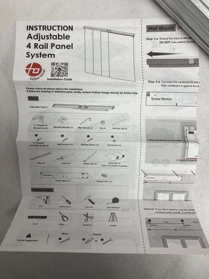 GoDear Design Adjustable 4 Rail Panel System , Visually Good Condition ...