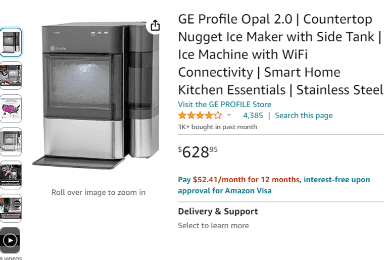 GE Profile Opal 2.0 Countertop Nugget Ice Maker w/Side Tank, No Ground ...