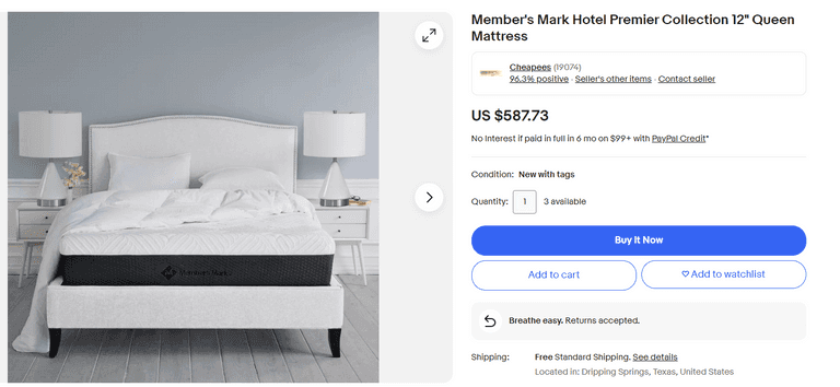 Member's Mark Hotel Premier Collection Mattress, Queen , Visually Good ...
