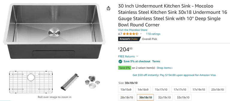 MOCOLOO Undermount Stainless Steel Sink , Like New/Open Box - Rio ...