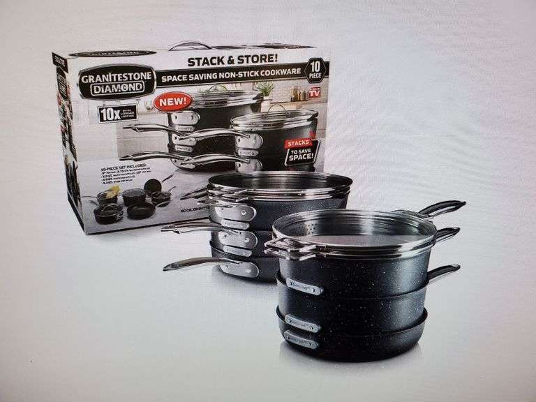 Granitestone Diamond 10pc Non-stick Aluminum Cookware Set , Like New ... Granitestone Diamond 10pc Non-stick Aluminum Cookware Set , Like New ...