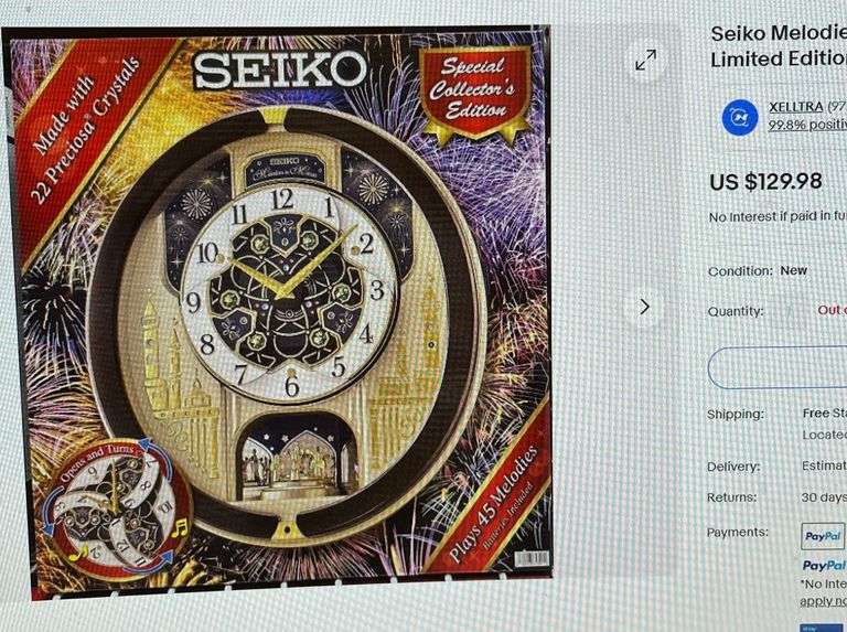 Seiko Melodies in Motion Wall Clock , New/Sealed - Rio Grande Trade