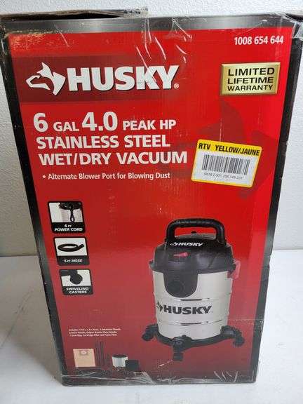 Husky 6 Gal. Stainless Steel Wet/Dry Vac, Missing Bucket , Contains ...