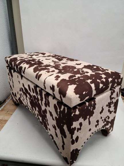 Cow Print Ottoman , Visually Good Condition - Rio Grande Trade