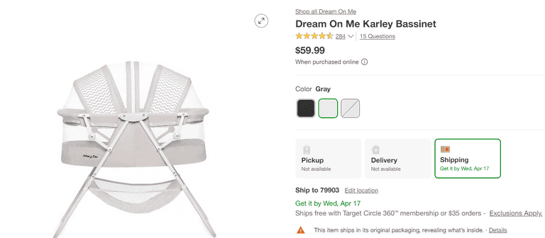Dream On Me Karley Bassinet , Visually Used - Rio Grande Trade