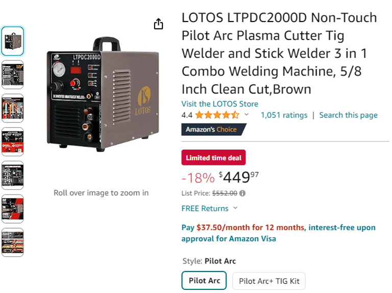 LOTOS Non-Touch Pilot Arc Plasma Cutter Tig Welder - Rio Grande Trade