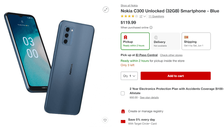 Nokia C300 Unlocked Smartphone, 32GB , Employee Tested - Rio Grande Trade