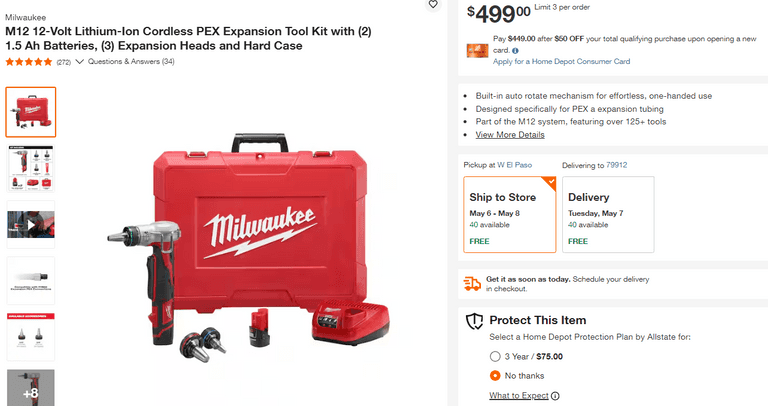 Milwaukee M12 12-Volt Lithium-Ion Cordless PEX Expansion Tool Kit , New ...