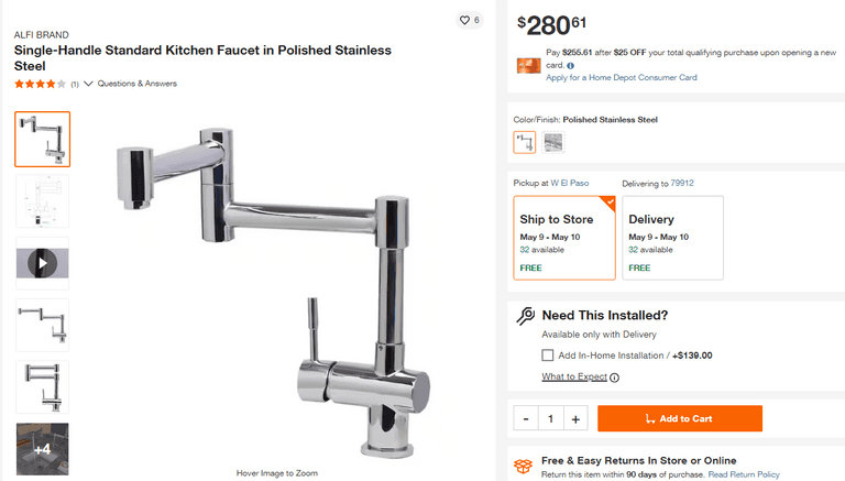 ALFI BRAND Single-Handle Standard Kitchen Faucet , Like New/Open Box ...